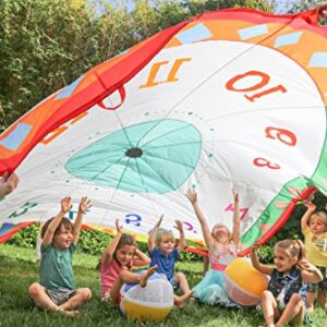 Pacific Play Tents 18420 Tick Tock Clock 12 Foot Kids Parachute for indoor / Outdoor Fun