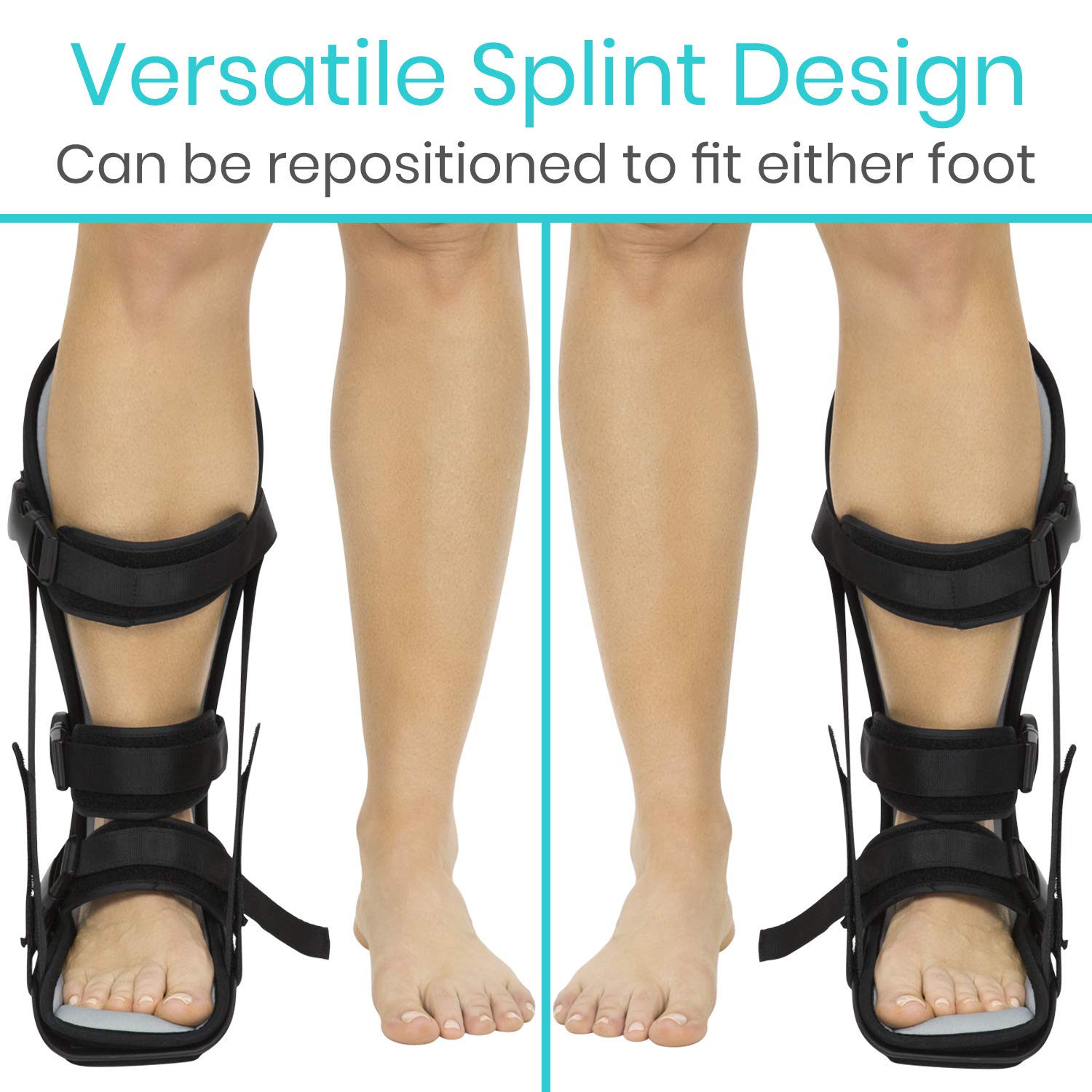 Vive Hard Plantar Fasciitis Night Splint for Men & Women - Stabilizer Brace Relieves Inflammation - Foot Support Boot Features Adjustable Hook and Loop Straps for Achilles Pain Relief