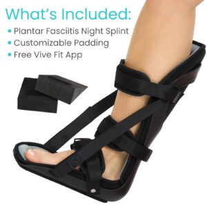 Vive Hard Plantar Fasciitis Night Splint for Men & Women - Stabilizer Brace Relieves Inflammation - Foot Support Boot Features Adjustable Hook and Loop Straps for Achilles Pain Relief