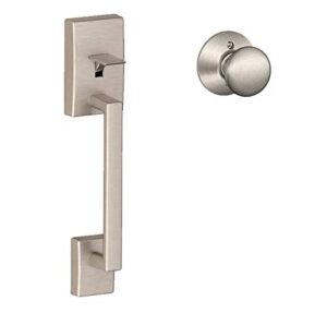 schlage fe285 century by plymouth bottom half handleset with 16080 latch and 10063 strike satin nickel finish