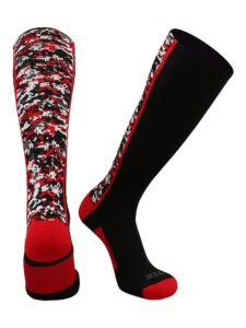 tck digital camo otc socks (black/red, medium)