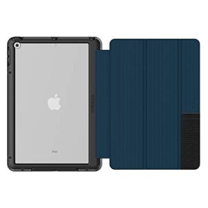 OtterBox SYMMETRY FOLIO SERIES Case for iPad 7th, 8th & 9th Gen (10.2" Display - 2019, 2020 & 2021 version) - COASTAL EVENING (CLEAR/BLACK/BLAZER BLUE), Magnetic Sleep/Wake Cover