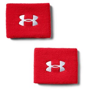 under armour men's 3-inch performance wristband 2-pack , red (600)/white, one size fits all