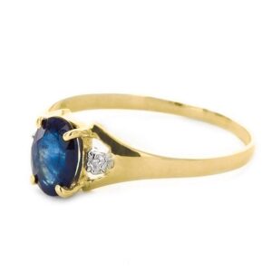 Galaxy Gold GG 14k Yellow Gold Ring with Natural Diamonds and Sapphire - Size 6