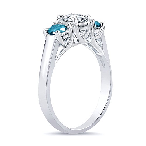 14k White Gold Round 3-Stone Diamond Engagement Ring (3/4 cttw, H-I, Blue, I1-I2)