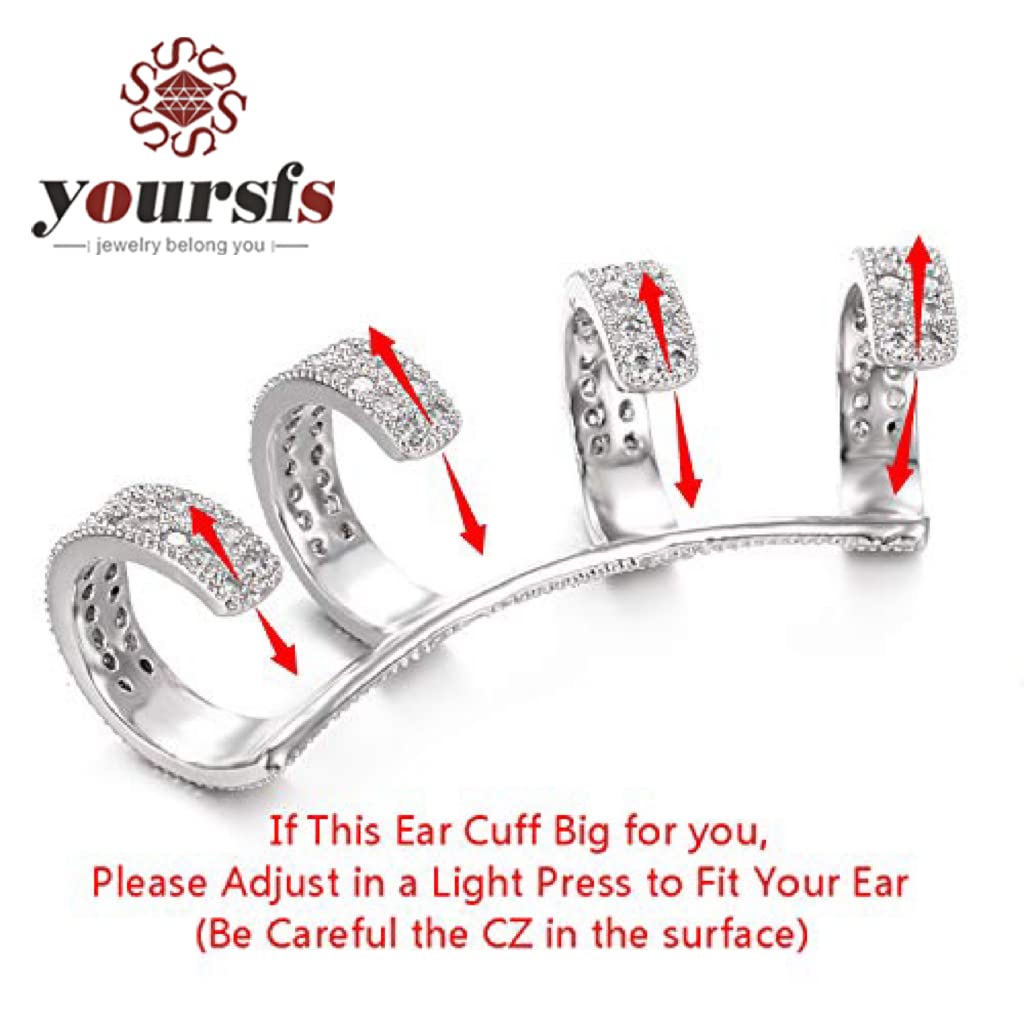 Yoursfs Adjustable Size Ear Cuff Earrings for Women Wedding Crystal Ear Cuff Bridal Jewelry