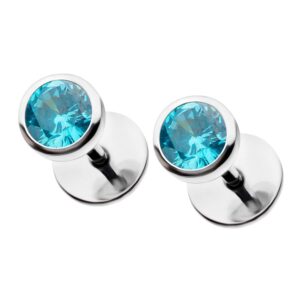 ComfyEarrings Aqua CZ Bezel Stud Earrings