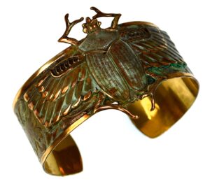 elaine coyne patina egyptian motif classic scarab wearable art cuff bracelet