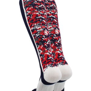 TCK Digital Camo OTC Socks (Navy/White/Red, Large)