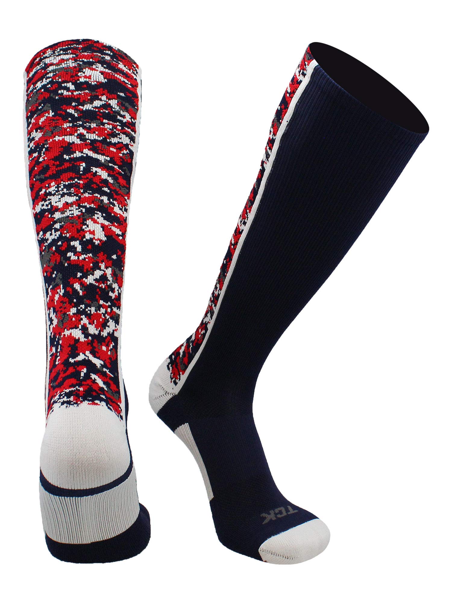 TCK Digital Camo OTC Socks (Navy/White/Red, X-Large)