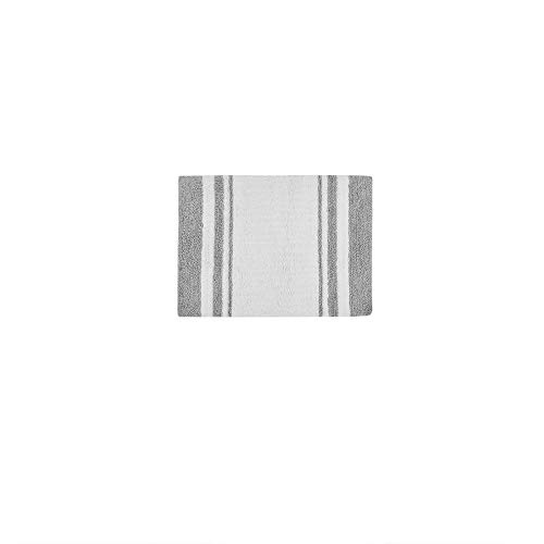 Madison Park - Spa Reversible Cotton Bath Rug - Grey - 20(W)" x 30(L)" - Striped - Water Absorbent- Fast Drying- Bath Mats - Feels Fluffy - Stylish & Sophisticated