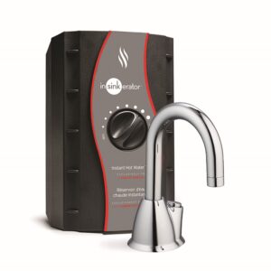 insinkerator hot100 instant hot water dispenser system - faucet & tank, chrome, h-hot100c-ss