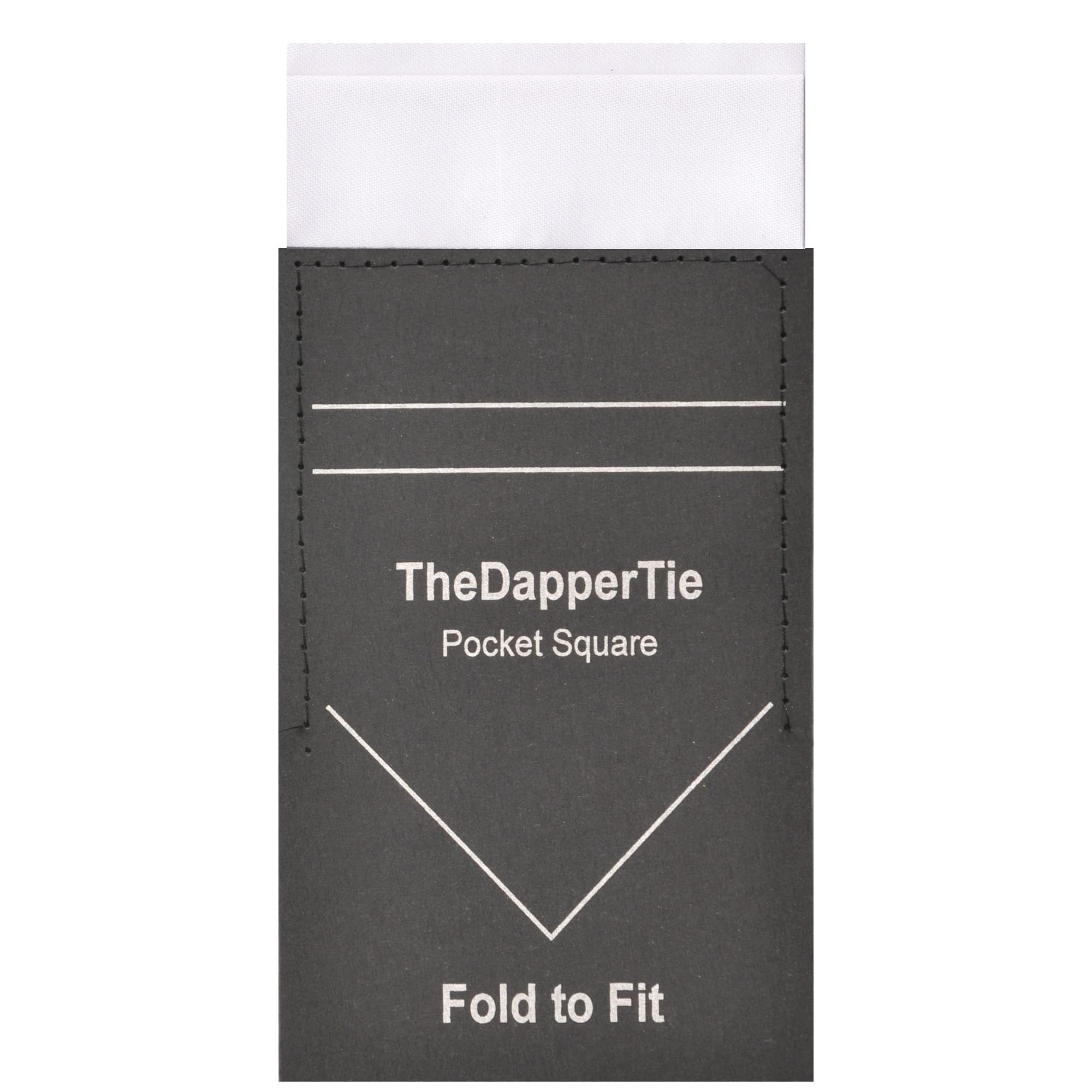 TheDapperTie Men's Satin Solid Flat Double Toned Pre Folded Pocket Square - White