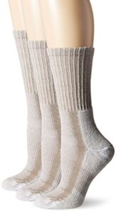 thorlos women's lthw light hiking thick padded crew sock, tan (3 pack), medium