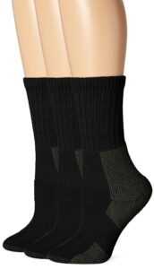 thorlos womens kxw max cushion hiking crew casual socks, black (3 pair pack), medium us