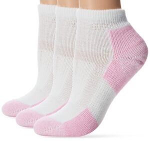 thorlos women's dwmxw walking thick padded ankle sock, pink (3 pack), medium