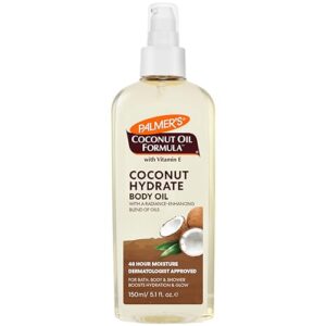 palmer's coconut oil formula body oil, body moisturizer with green coffee extract, bath oil for dry skin, 5.1 ounces (spray cap)