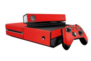 3d carbon fiber fire red - air release vinyl decal mod skin kit by system skins - compatible with microsoft xbox one (xb1)