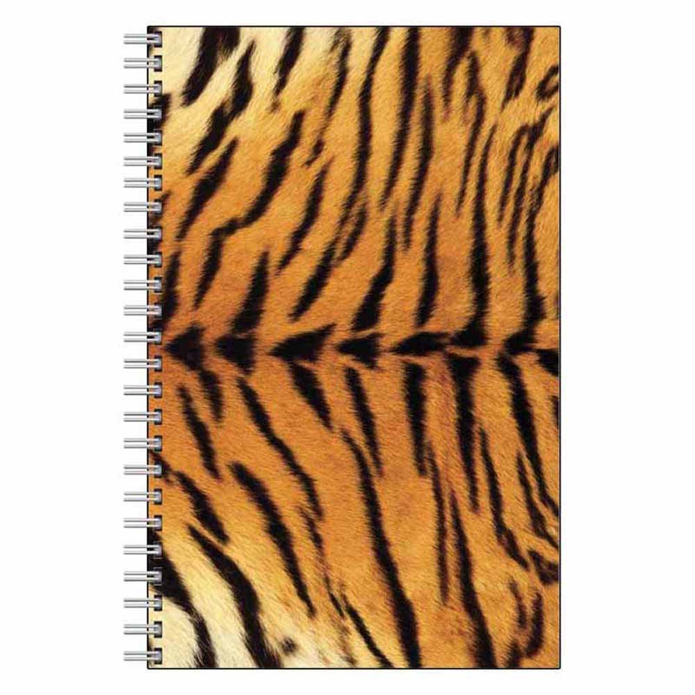 Tiger Print Notebook Journal - Animal Design - Spiral Bound - 80 Lined Pages - Stationery Paper - Office Supplies