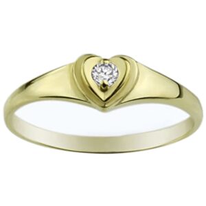 doubleaccent 14k gold ring round cz heart yellow gold ring size 2 to 5