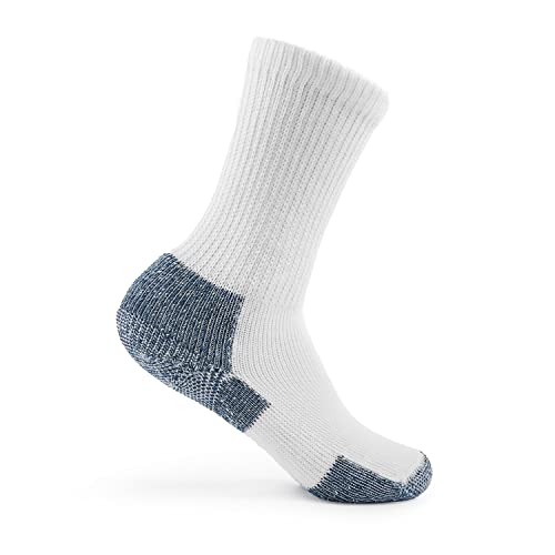 Thorlos Mens Xj Max Cushion Crew Running Socks, White/Navy (3 Pairs), Large US