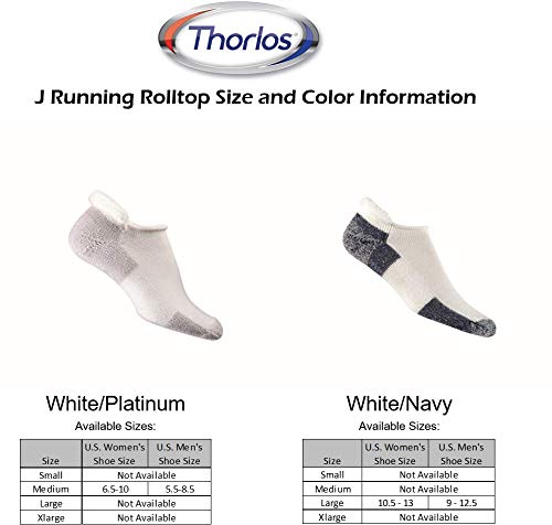 Thorlos J Max Cushion Running Rolltop Socks (3 Pairs) White, Medium