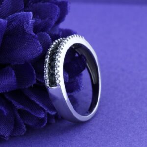 Dazzlingrock Collection 0.25 Carat (Cttw) Sterling Silver Black & White Diamond Women Anniversary Stackable Ring, Size 8