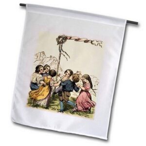 3drose fl_39670_1 victorian children dance around maypole garden flag, 12 by 18"