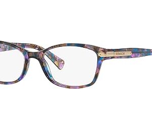 Coach HC6065 Prescription Eyewear Frames, Purple Confetti Tortoise/Demo Lens, 51 mm