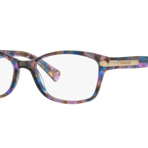 Coach HC6065 Prescription Eyewear Frames, Purple Confetti Tortoise/Demo Lens, 49 mm