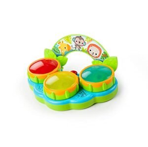 bright starts safari beats musical drum toy with lights, ages 3 months +, multi