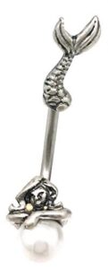 belly button ring navel split mermaid faux pearl 316l surgical steel body jewelry