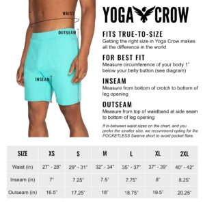 YOGA CROW Men's Swerve Yoga Training Shorts w/Non-Restrictive Inner Liner - 7" Inseam, Workout, Gym, Running, Training - Heather Grey/MD