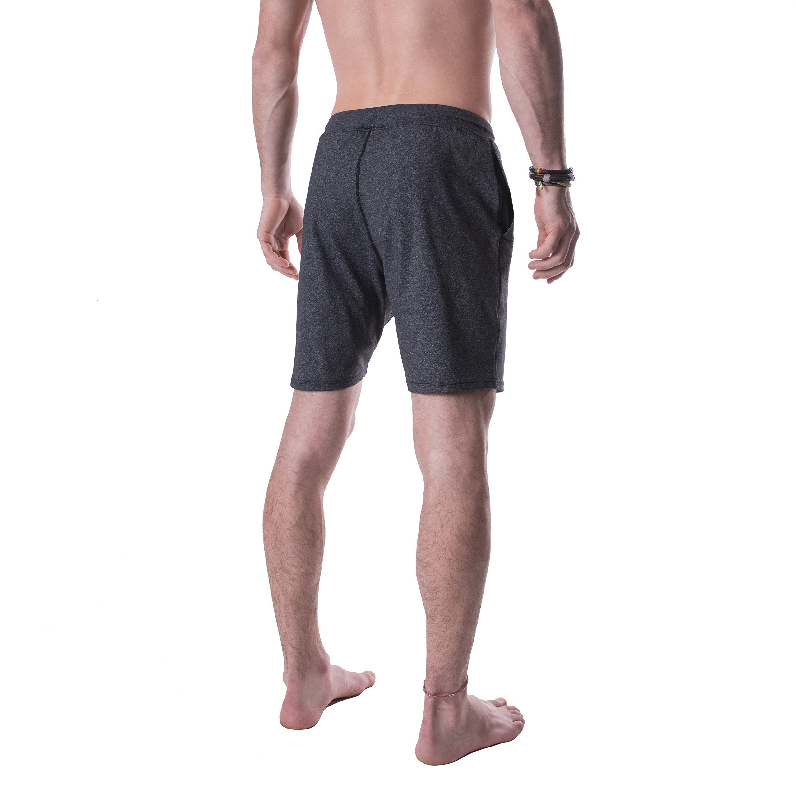 YOGA CROW Men's Swerve Yoga Training Shorts w/Non-Restrictive Inner Liner - 7" Inseam, Workout, Gym, Running, Training - Heather Grey/MD