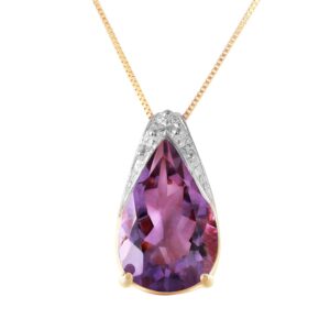 galaxy gold gg 5 carat 14k 20" solid gold necklace with pear-shaped natural amethyst pendant