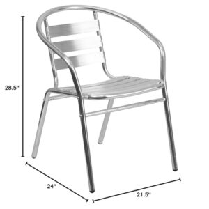 Flash Furniture 31.5'' Round Aluminum Indoor-Outdoor Table Set with 4 Slat Back Chairs