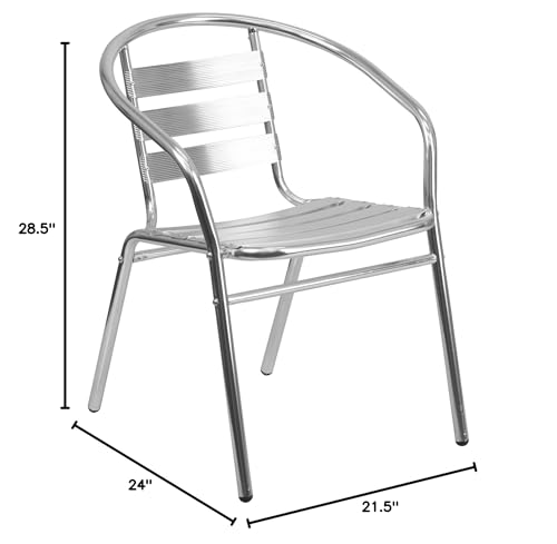 Flash Furniture 31.5'' Round Aluminum Indoor-Outdoor Table Set with 4 Slat Back Chairs