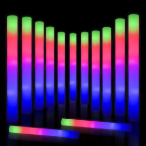 taotuo 30 pcs led light up foam sticks party favors glow sticks with 3 modes for parties, weddings, raves, concert, halloween