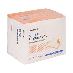 McKesson Ultra Underpads, Incontinence Bed Pads, Heavy Absorbency, 30 in x 30 in, 100 Count