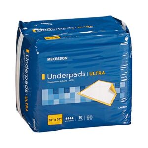 McKesson Ultra Underpads, Incontinence Bed Pads, Heavy Absorbency, 30 in x 30 in, 100 Count