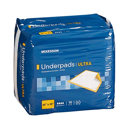 McKesson Ultra Underpads, Incontinence Bed Pads, Heavy Absorbency, 30 in x 30 in, 100 Count