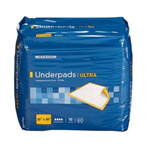 McKesson Ultra Underpads, Incontinence Bed Pads, Heavy Absorbency, 30 in x 30 in, 100 Count