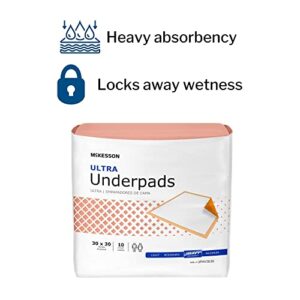 McKesson Ultra Underpads, Incontinence Bed Pads, Heavy Absorbency, 30 in x 30 in, 100 Count