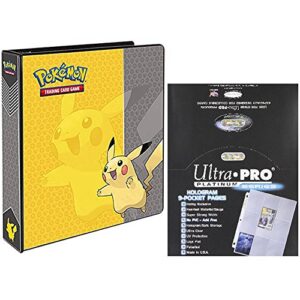 ultra pro pokemon pikachu 2" 3-ring binder card album with 100 platinum series 9-pocket sheets