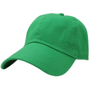 falari classic baseball cap dad hat 100% cotton soft adjustable size kelly green