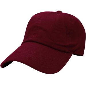 falari classic baseball cap dad hat 100% cotton soft adjustable size burgundy