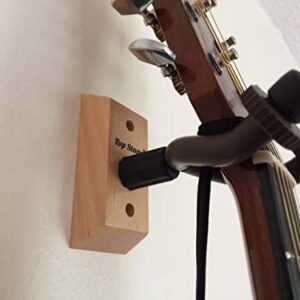 Top Stage JX15NA-Q2 Guitar Wall Mount Hanger 2-Pack, Guitar Hanger Wall Hook Holder Stand for Bass Electric Acoustic Guitar Ukulele, Natural (Pack of 2)