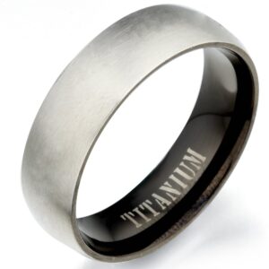 gemini his her 2 tone black matt & polish titanium wedding ring width 5mm us size 8.75 valentine day gift