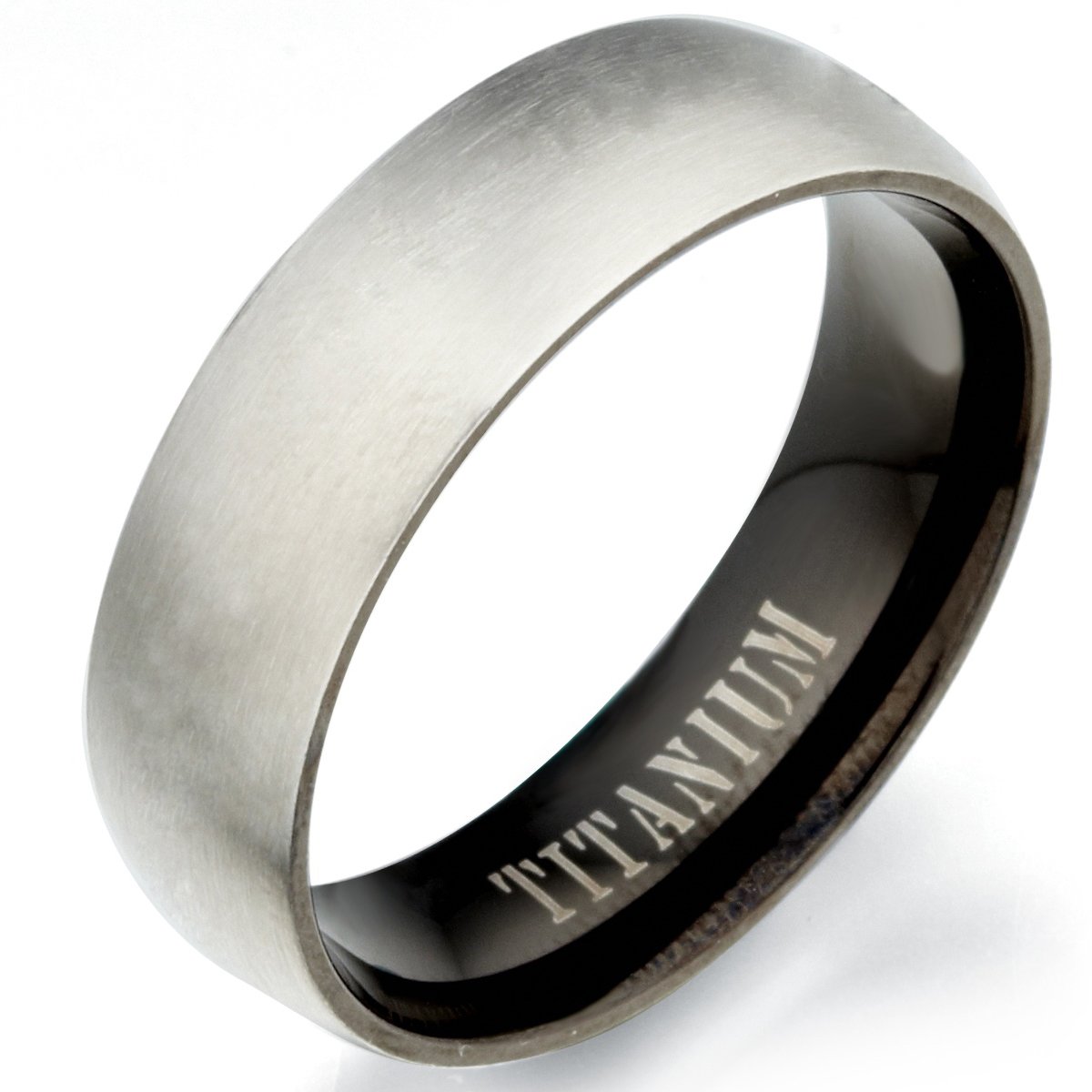 Gemini His Her 2 Tone Black Matt & Polish Titanium Wedding Ring width 5mm US Size 8.75 Valentine Day Gift