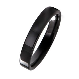 gemini plain flat court black titanium anniversary wedding ring width 4mm us size 4.75 valentine day gift